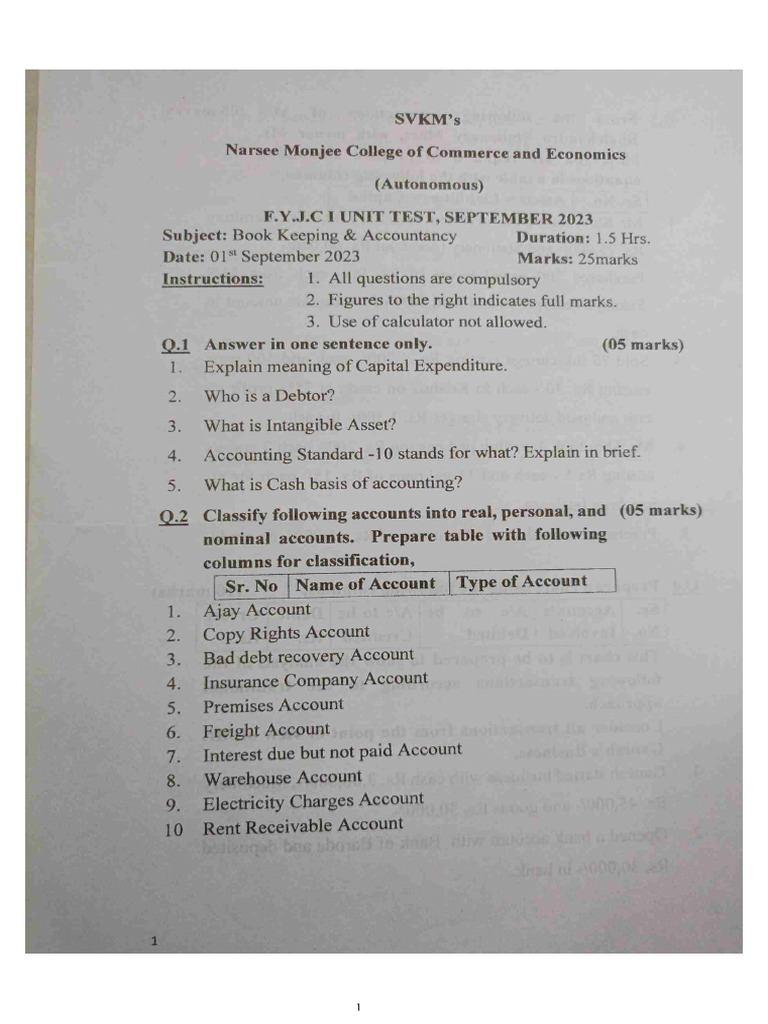 11 TH First Unit Papers | PDF