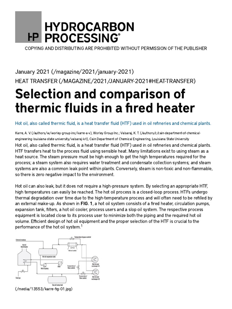 Selection and comparison of thermic fluids in a fired heater | PDF ...