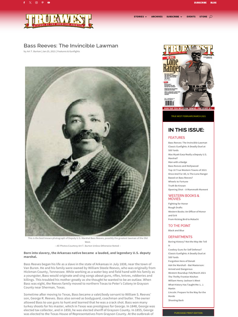 bass reeves_ the invincible lawman - true west magazine | PDF ...