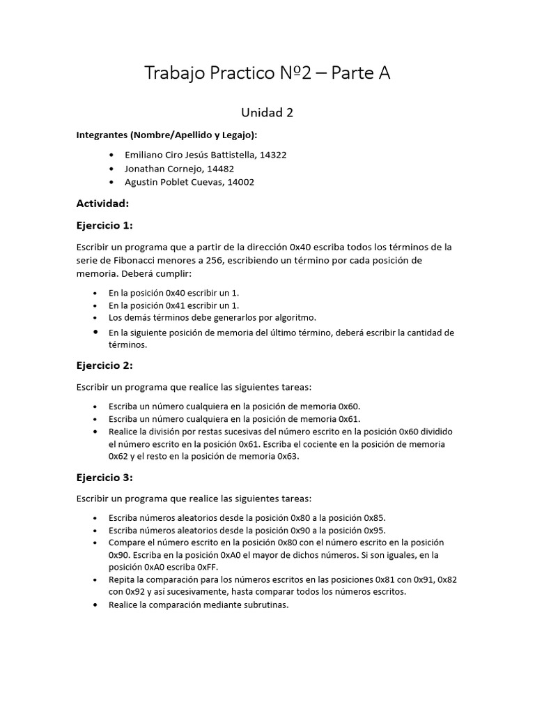 TP 2-Parte A-Agustin Cuevas-Arquitectura de computadoras | PDF | Poco | Almacenamiento de datos ...