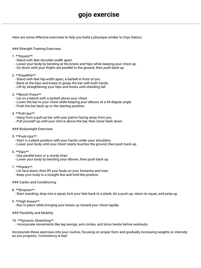 Gojo Exercise | PDF