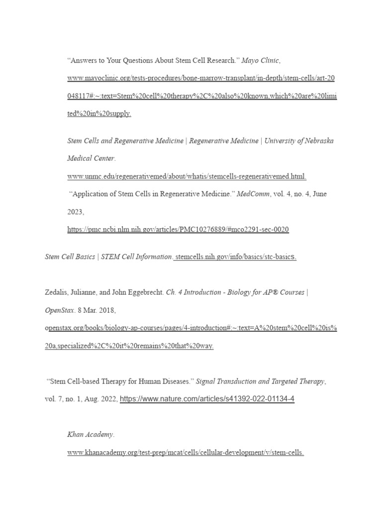 Stem Cell Citation | PDF | Stem Cell | Embryonic Stem Cell