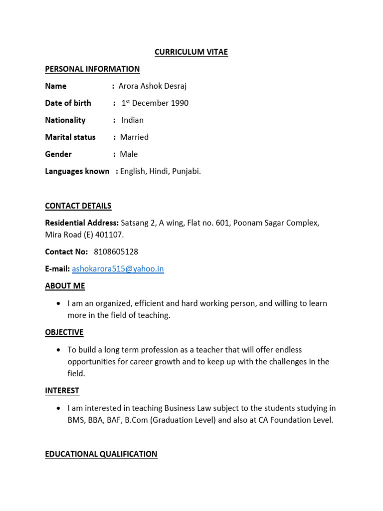 Ashok Arora (CV) new | PDF