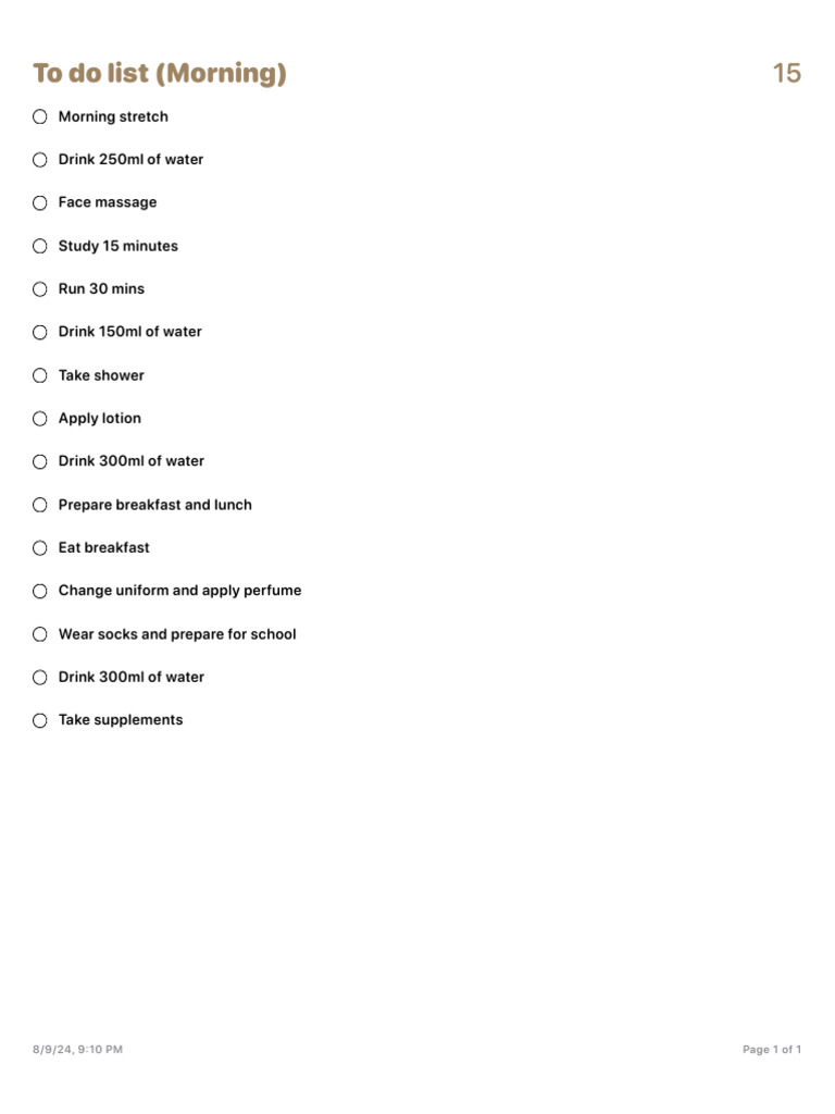 To Do List (Morning) | PDF
