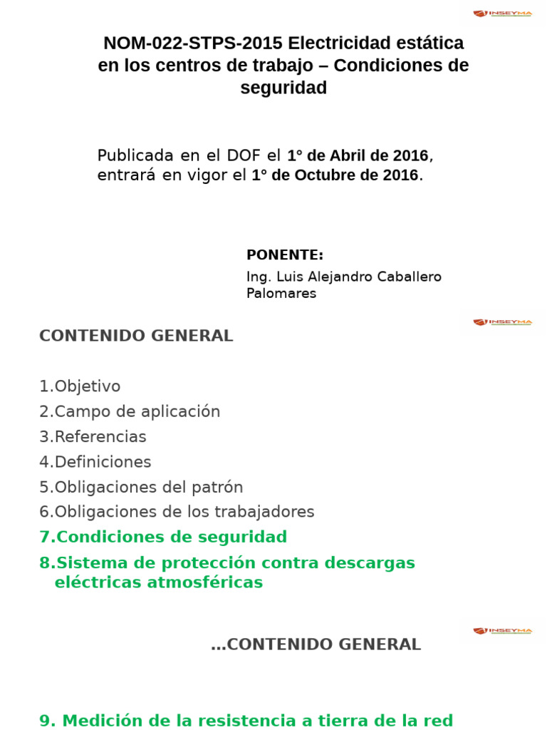 Seguridad en Electricidad Estática NOM-022 | PDF | Electricidad ...