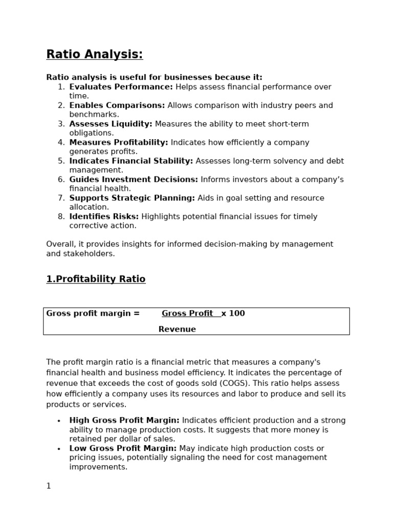 Ratio Analysis | PDF | Gross Margin | Business