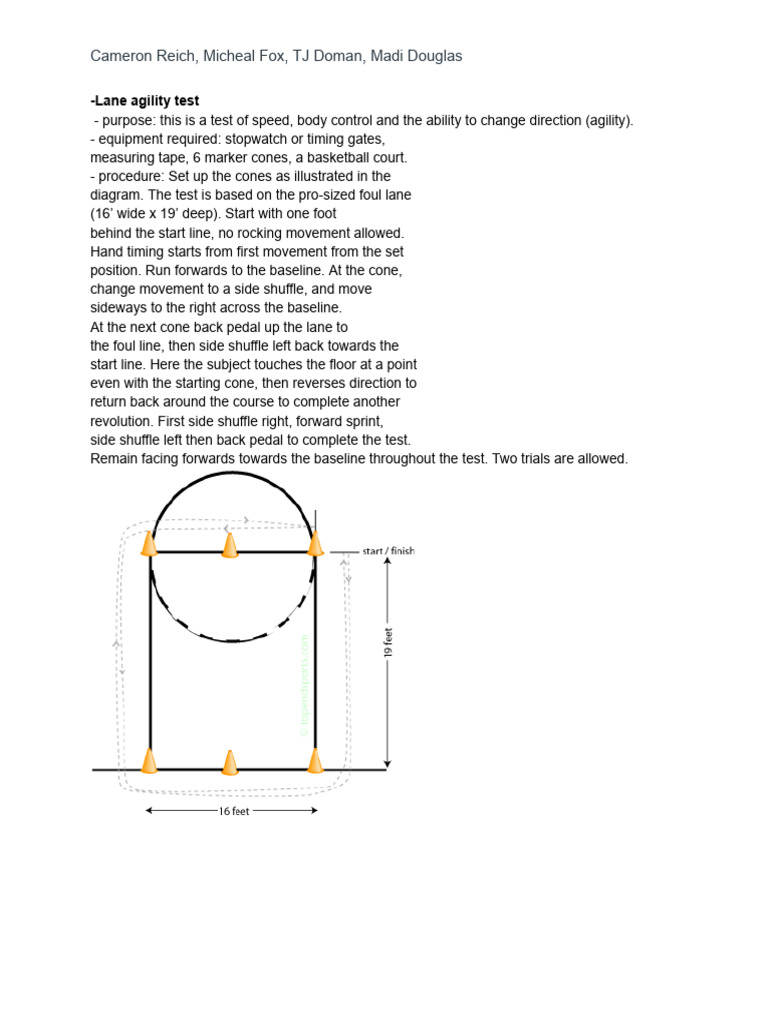 Lane Agility Test | PDF