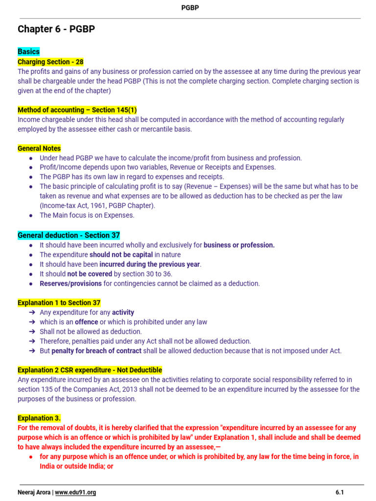 03 Chapter 5 PGBP Complete Chapter | PDF | Expense | Payments