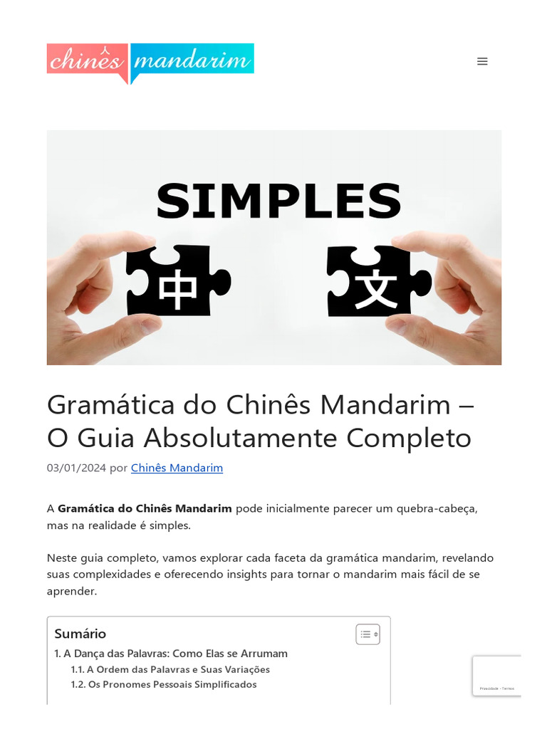 Gramática Completa do Mandarim | PDF | Chinês (idioma) | Pronome