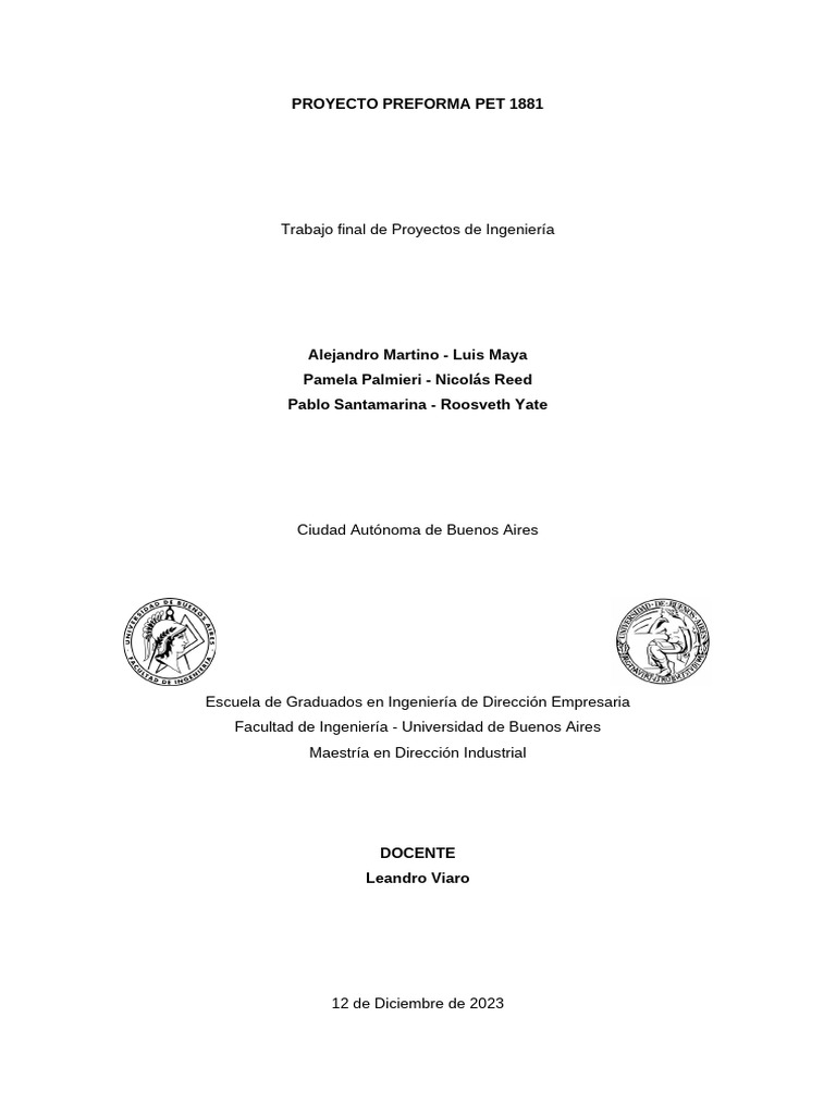 G3 - Ingeniería de Proyectos | PDF | Mercado (economía) | El plastico