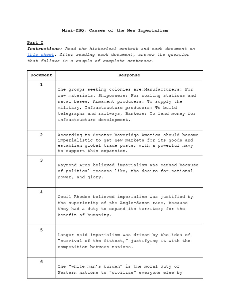 JESSICA REYES - Mini-DBQ Causes of New Imperialism - 7776926 | PDF ...