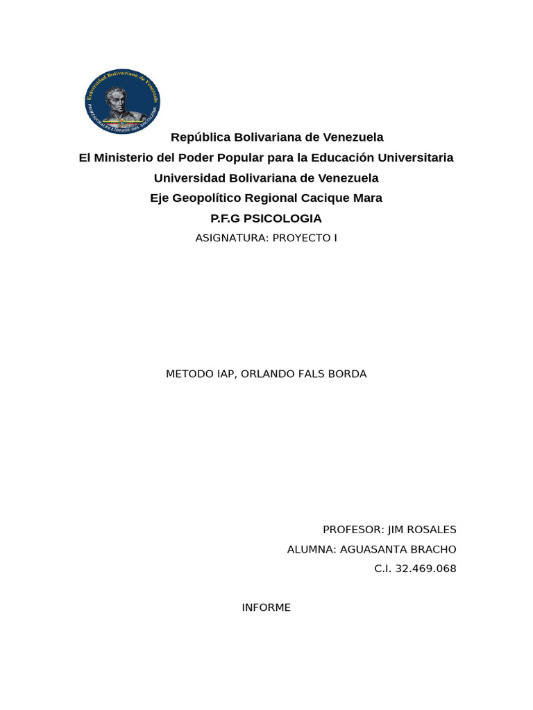 Proyecto UBV y Método IAP | PDF | Investigación de acción participativa | Conocimiento
