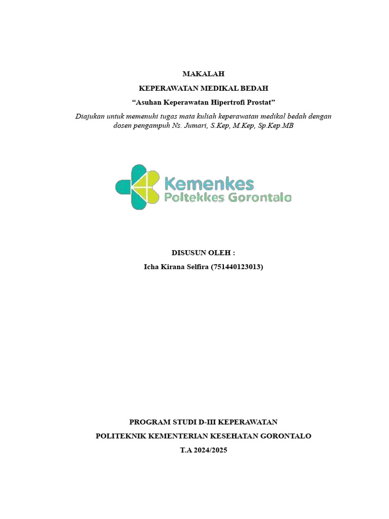 Askep Hipertrofi Prostat-Icha Kirana 2a (Makalah & PPT) - Compressed | PDF