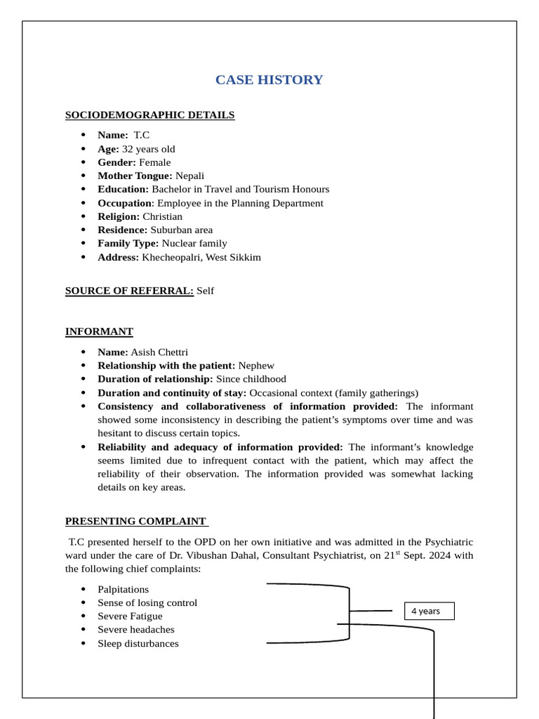 CASE HISTORY GAD | PDF | Mental Disorder | Anxiety Disorder