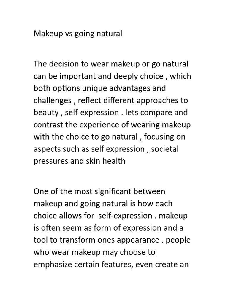 Makeup vs. Natural Beauty Choices | PDF | Cosmetics | Skin Care