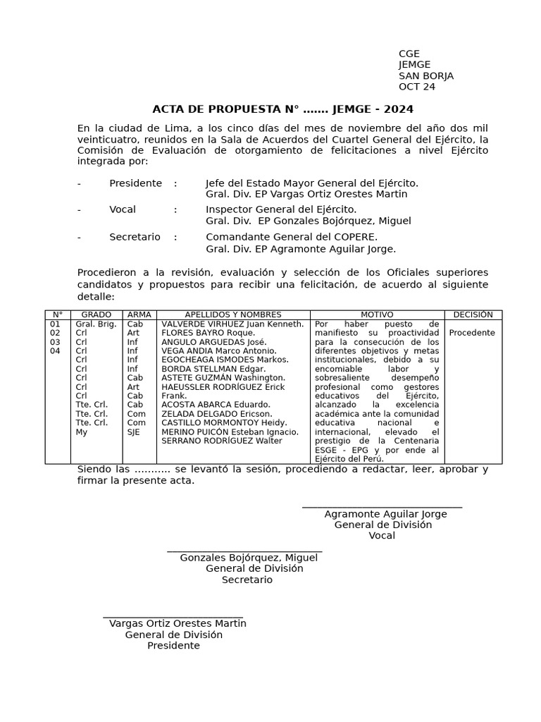MODELO DE ACTA | PDF