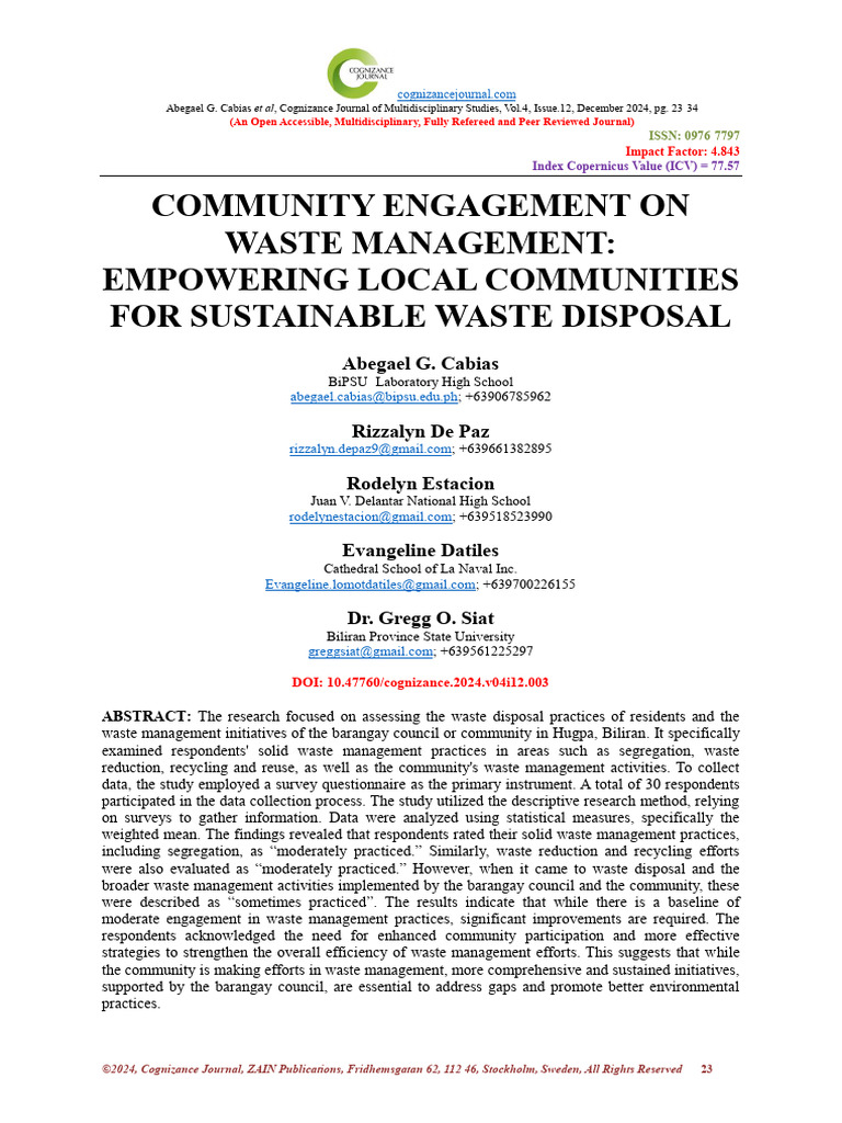 Community Waste Management Study | PDF | Waste Management | Waste