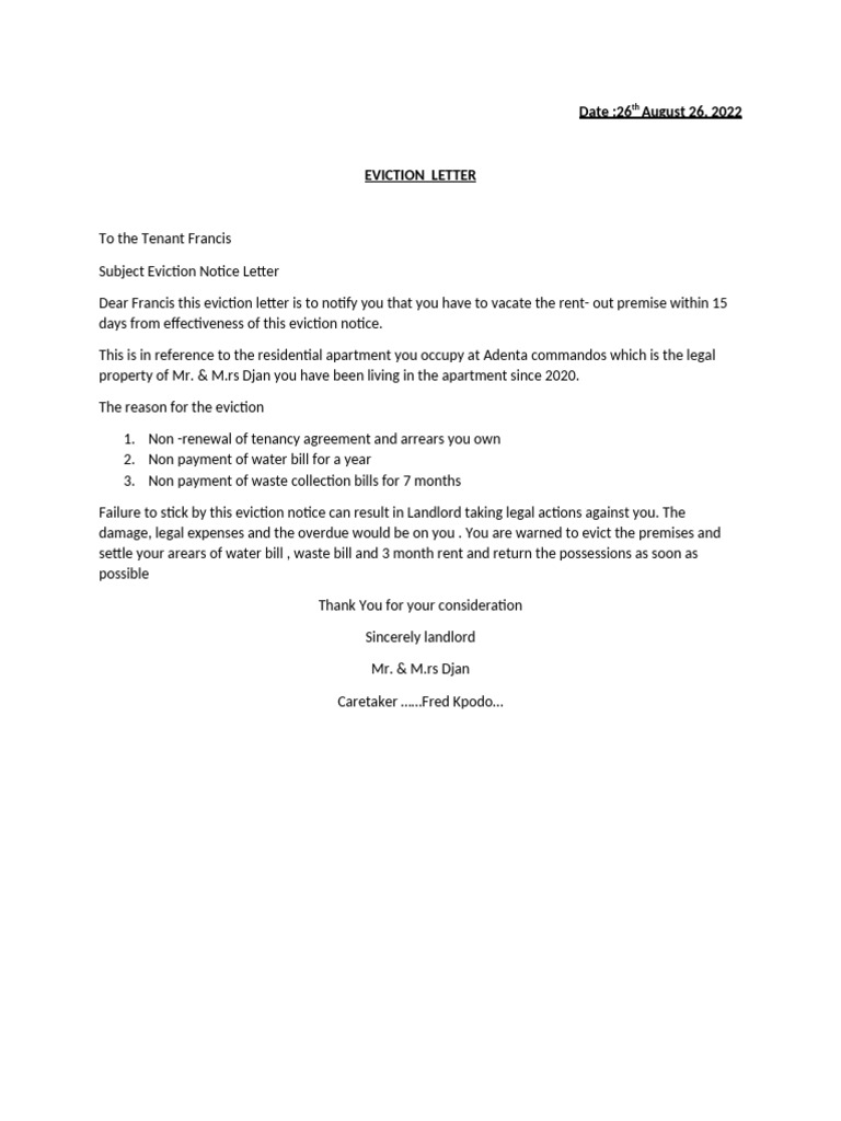 Eviction Letter | PDF