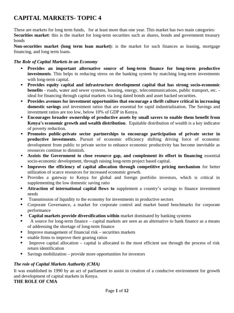 Capital Markets- Topic 4 | PDF | Stocks | Securities (Finance)