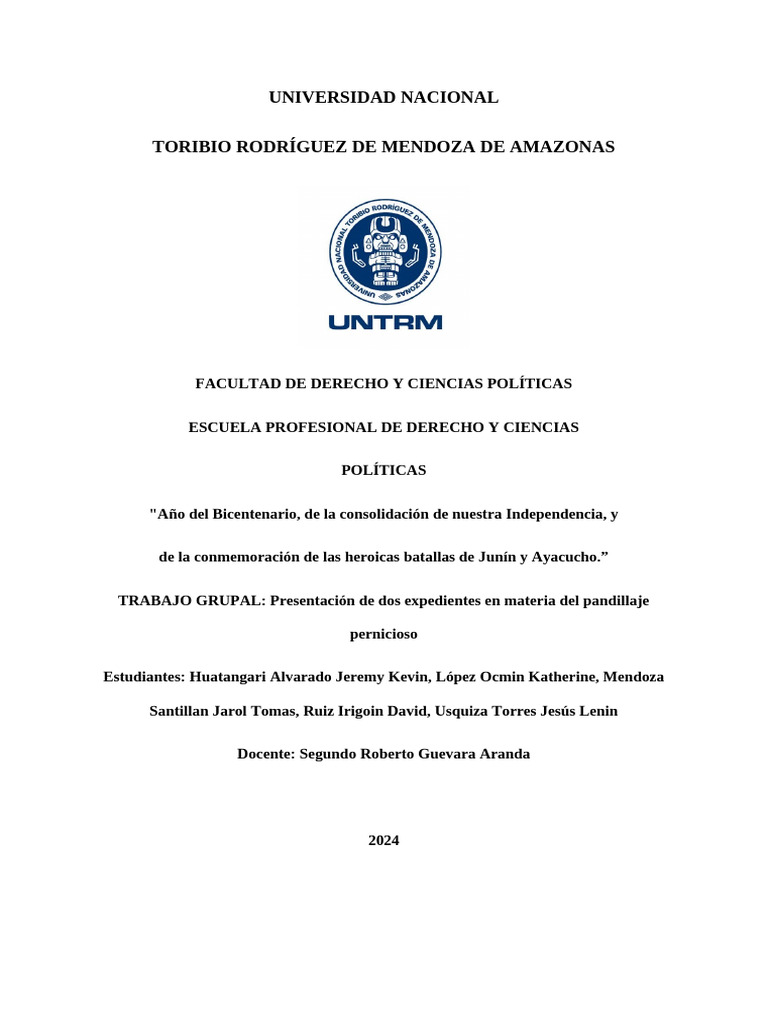 caratula pandillaje pernicioso | PDF