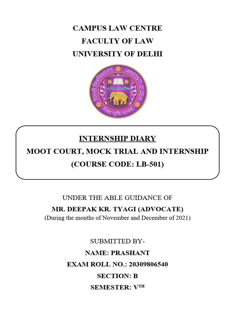 Prashant Internship Diary-1 | PDF | Lawsuit | Justice