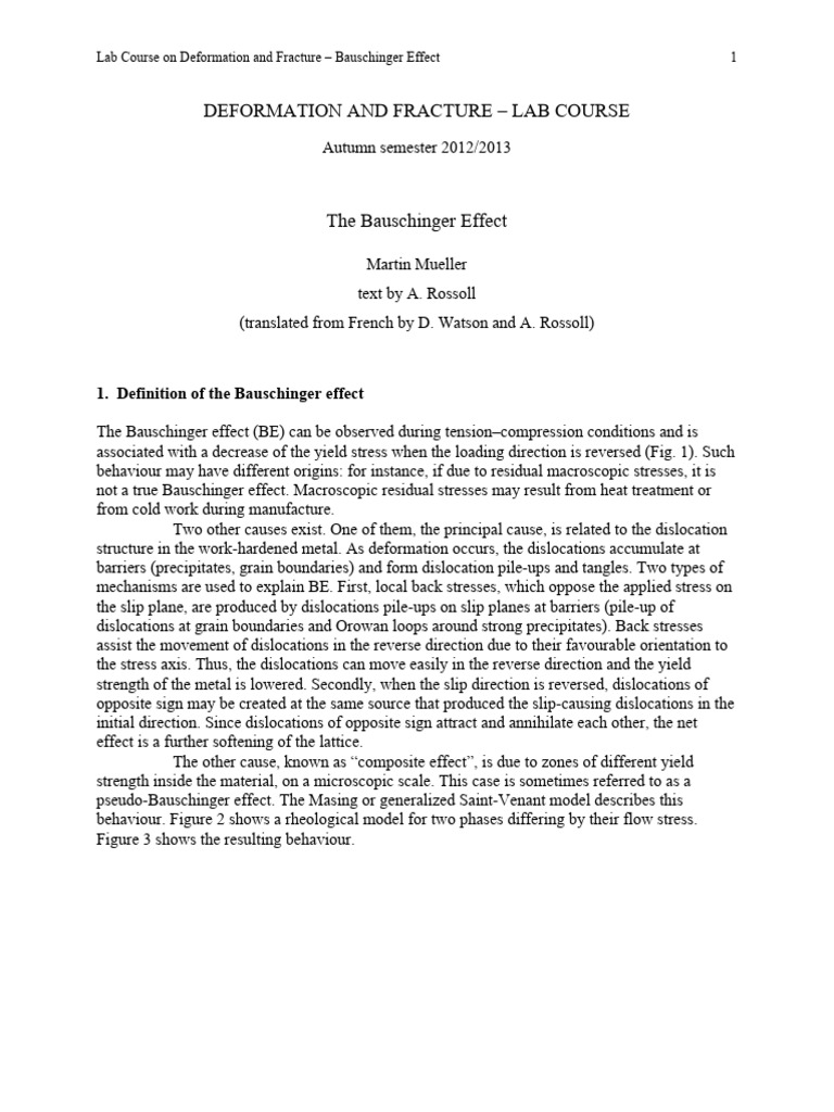 TPDefFract1213 Bauschinger | PDF | Dislocation | Deformation (Engineering)