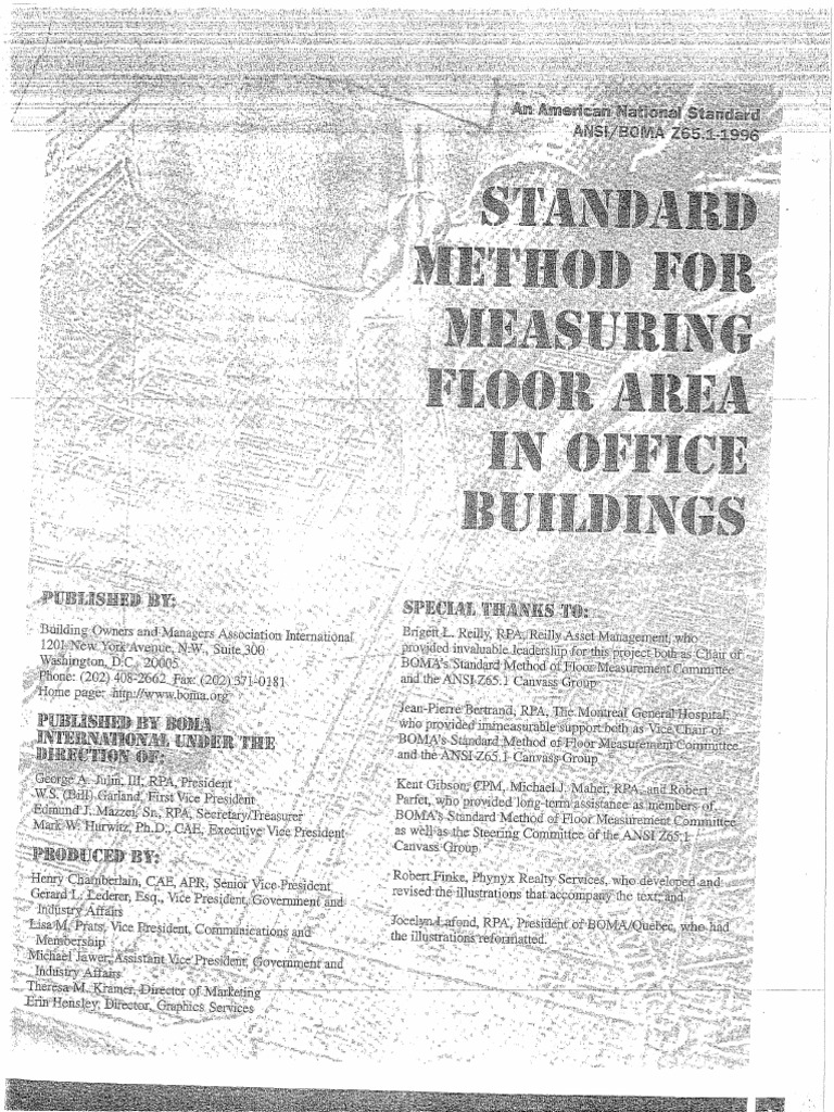 BOMA Z65.1-1996 Stnd. Method For Measuring Floor Area | PDF