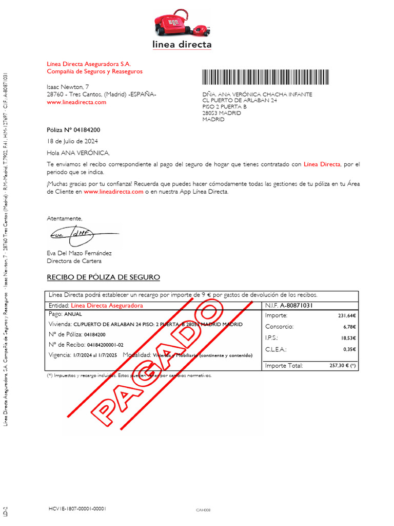 +!Ju5"qi#K?!!-! : Línea Directa Aseguradora S.A. Compañía de Seguros y ...