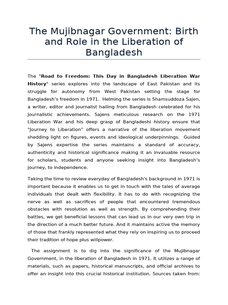 The Mujibnagar Government | PDF | Bangladesh | Pakistan
