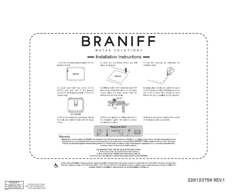 Cod. 228123756 (Instructivo de Instalación - Installation Instructions) INST Braniff WADE Rev1 | PDF