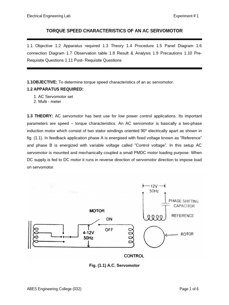 AC Servomotor Torque-Speed Characteristics | PDF | Electric Motor ...