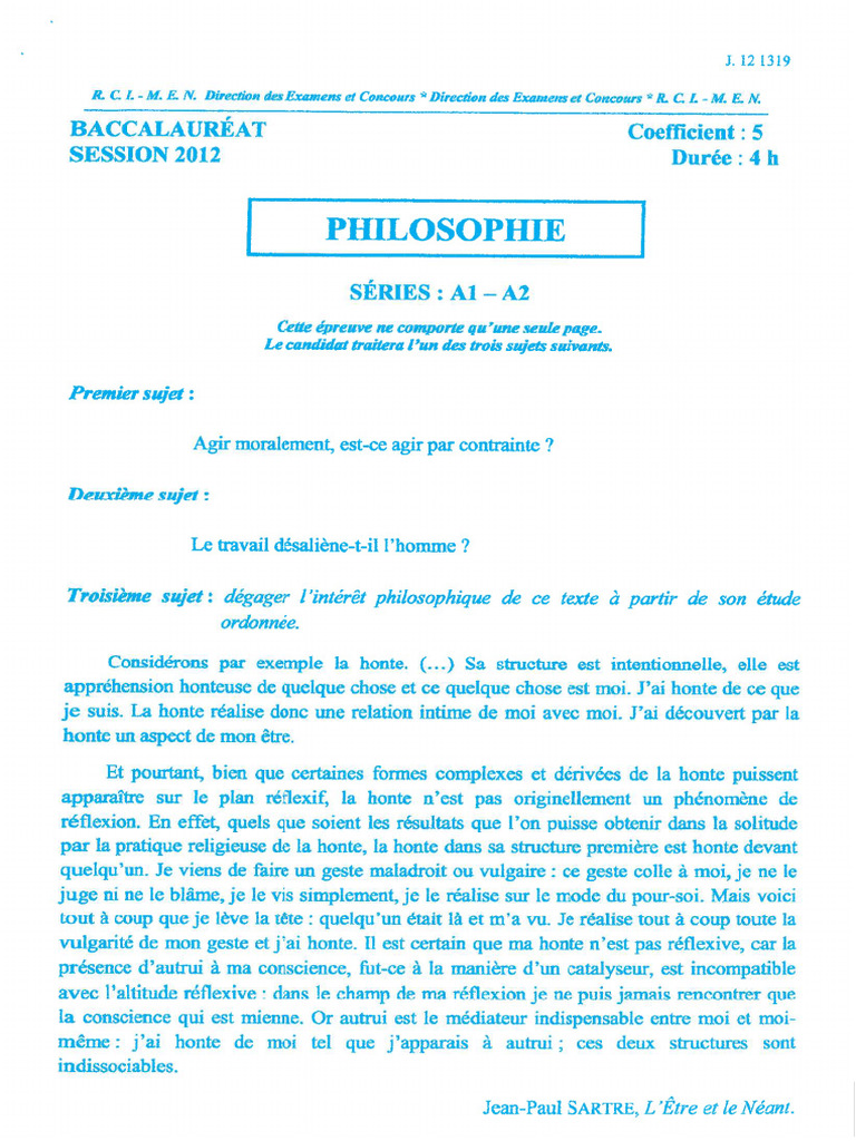 Bac A1 A2 Philo 2012 Pdf