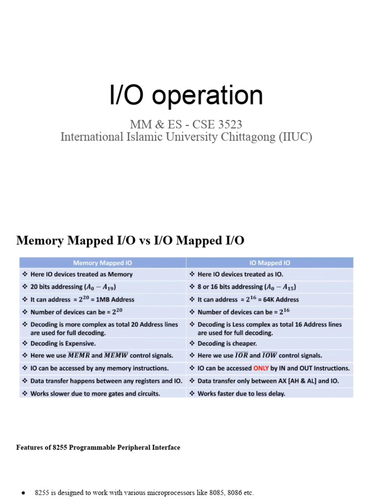 I/O Operations with 8255 Interface | PDF