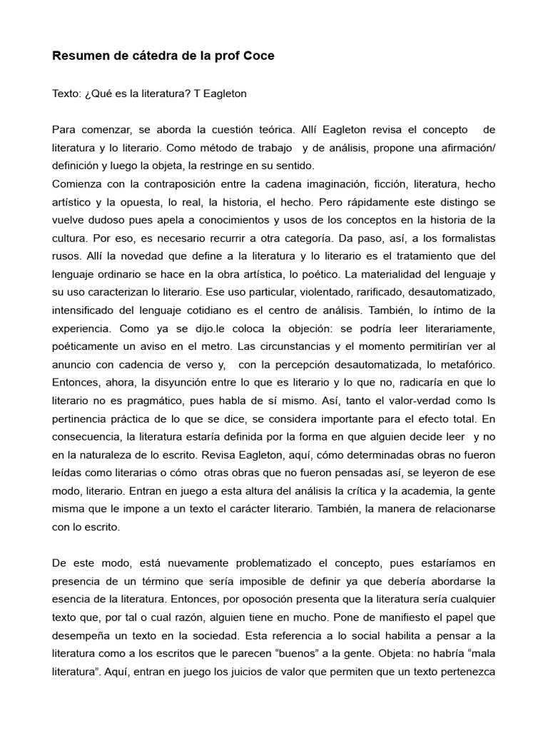 Eagleton Resumen | PDF | Educación en artes liberales