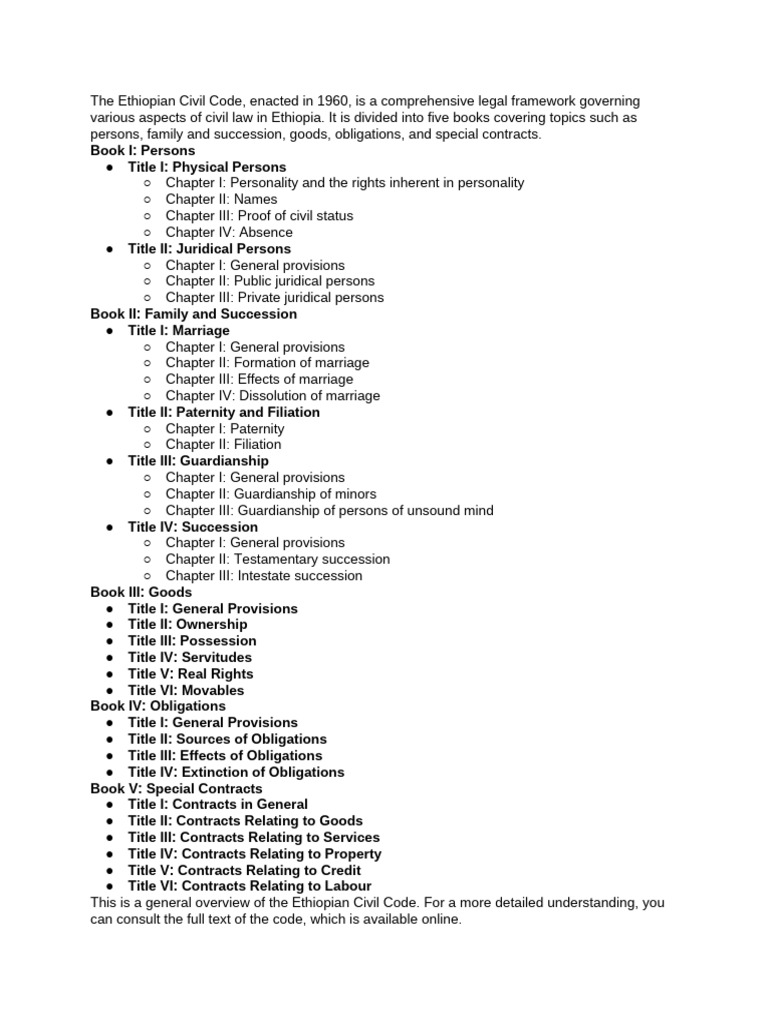 Content of Civil Code Eth | PDF