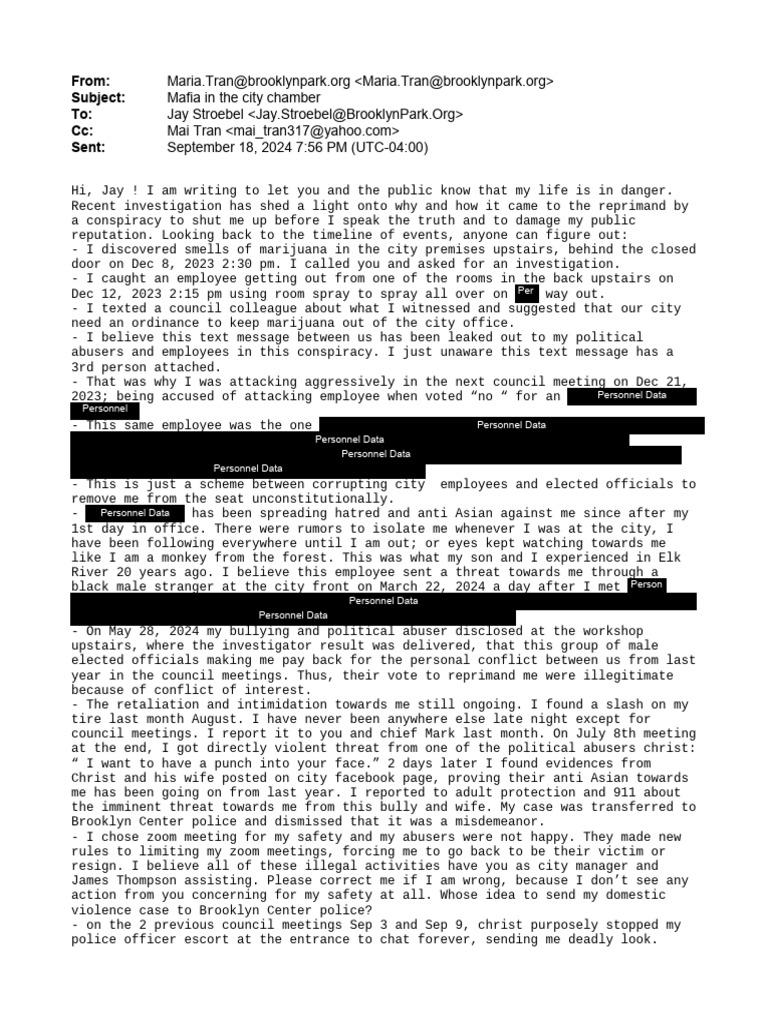 Maria Tran - Mafia in the City Chamber-9/18/24-Read First | PDF ...