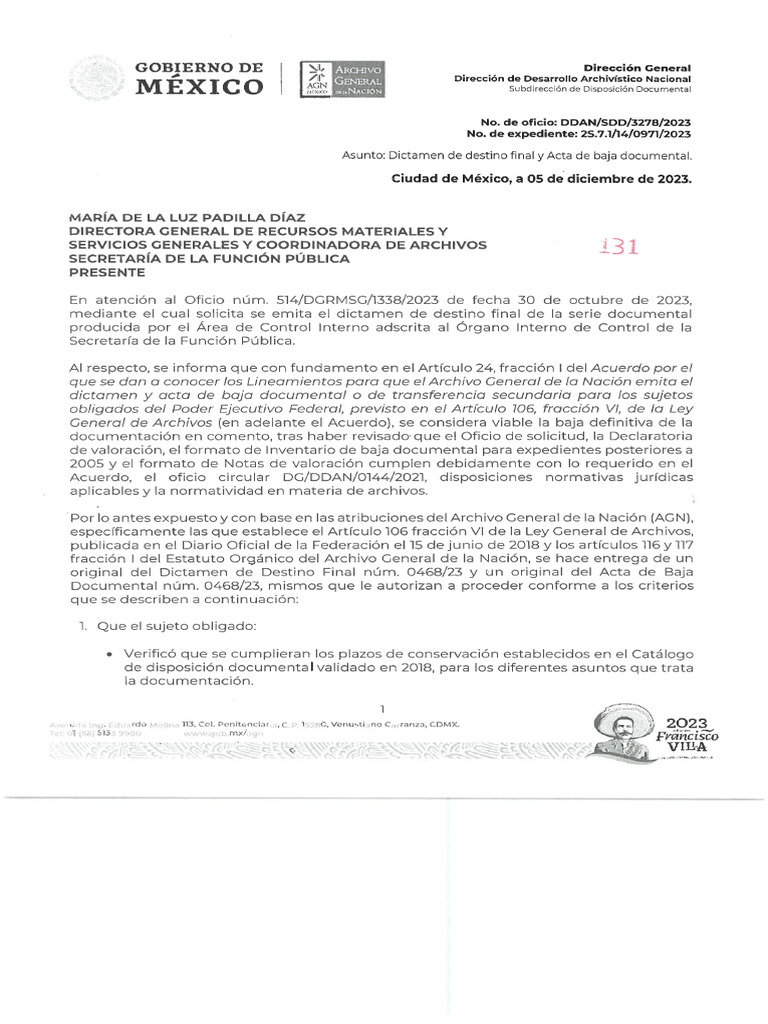 Ejemplo de Dictamen y Acta de Baja Documental | PDF