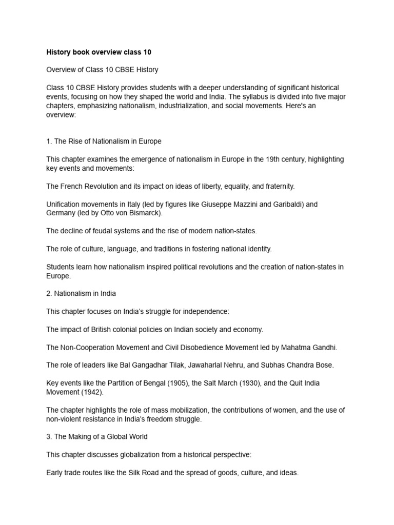 History Book Overview Class 10 | PDF | Nationalism | Political Science