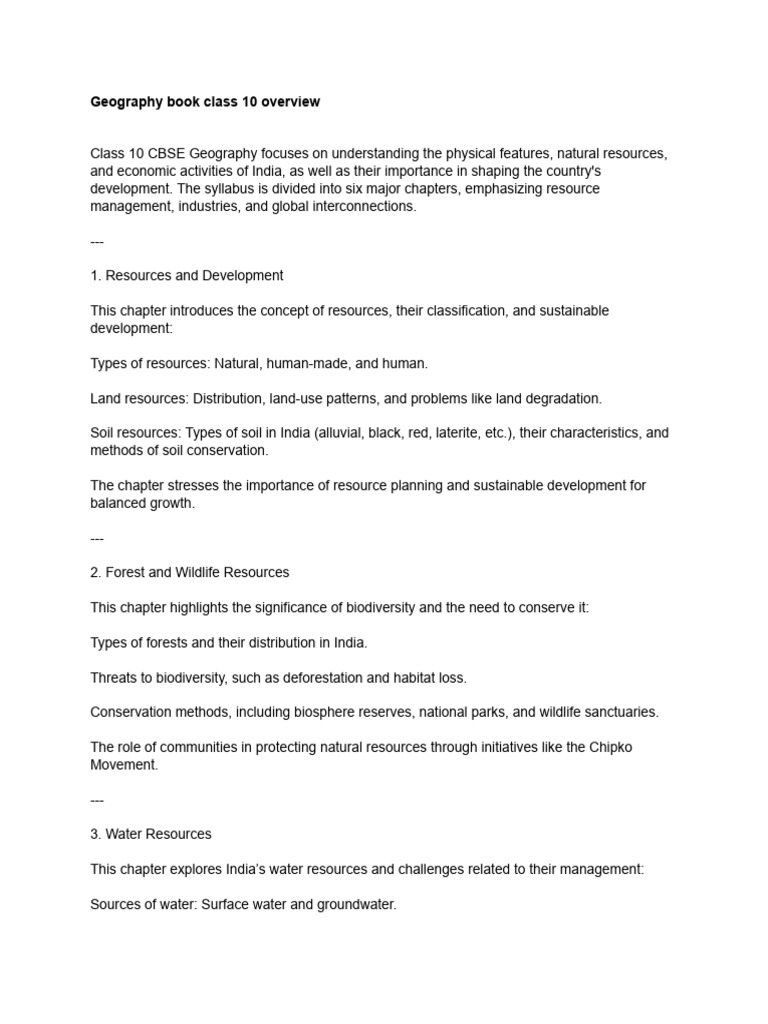 Geography book class 10 overview | PDF | Agriculture | Conservation Biology