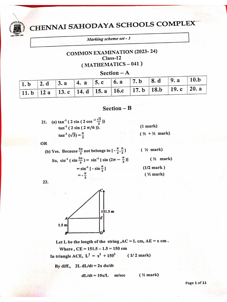 Set 1 Answer Key | PDF