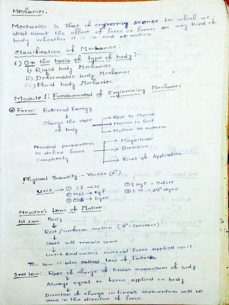 Engg Mech Notes 1 | PDF