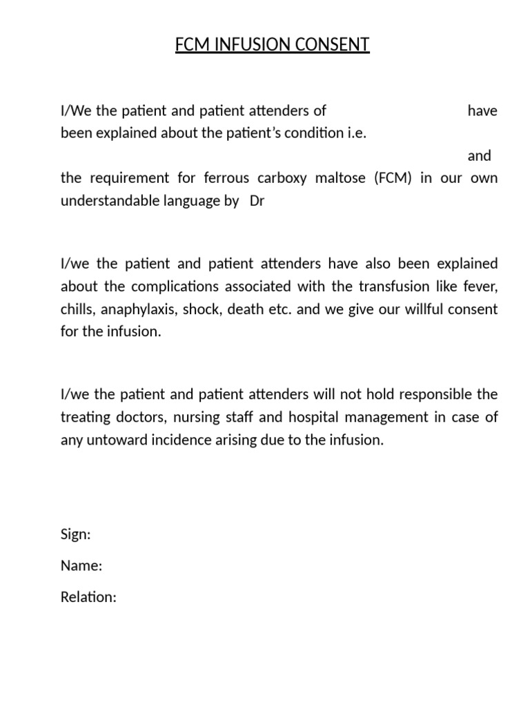 FCM Infusion Consent Form | PDF