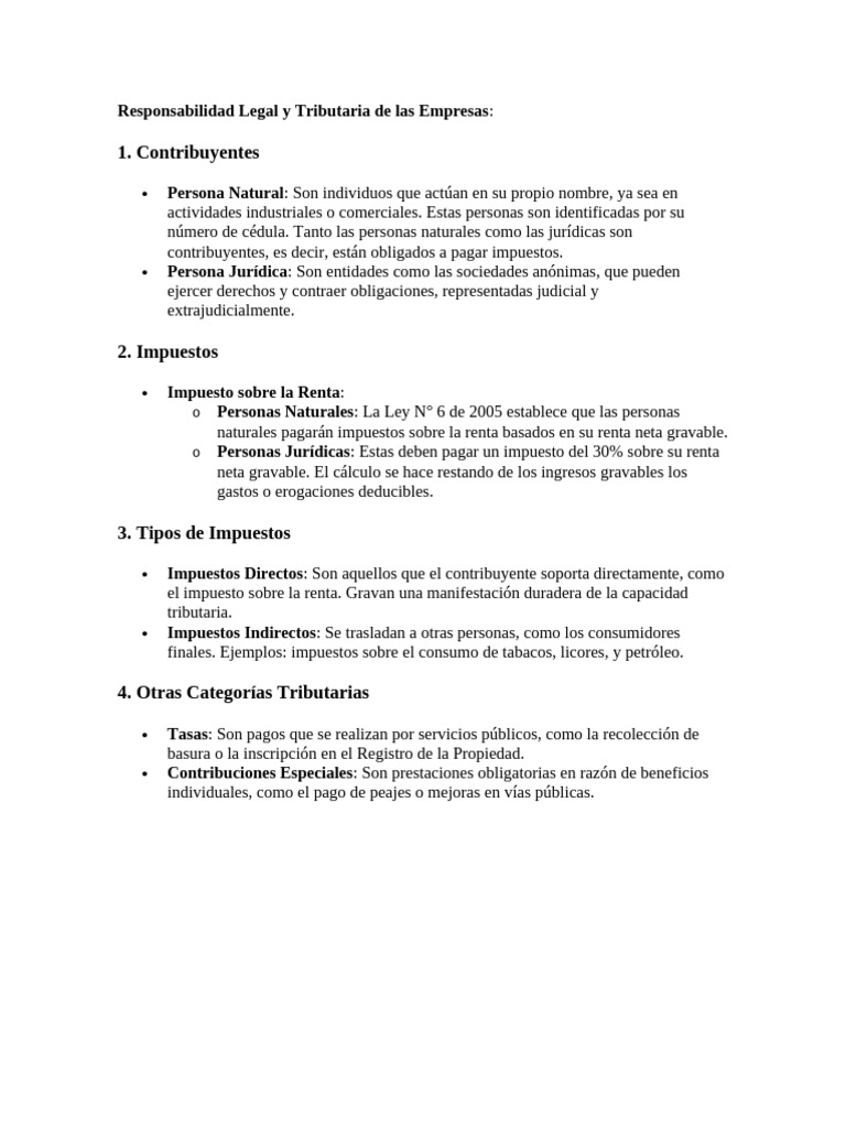 Responsabilidad Legal y Tributaria de Las Empresas | PDF