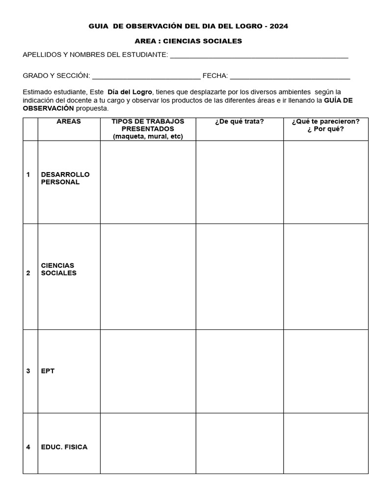 Guia de Observación Del Dia Del Logro-2024 | PDF