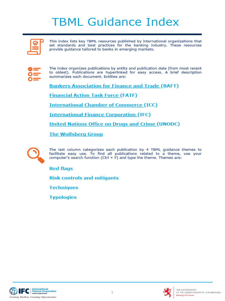 TBML Bank Guidance Index Rev | PDF | Money Laundering | Terrorism Financing