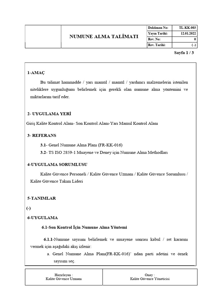 Numune Alma Talimatı | PDF