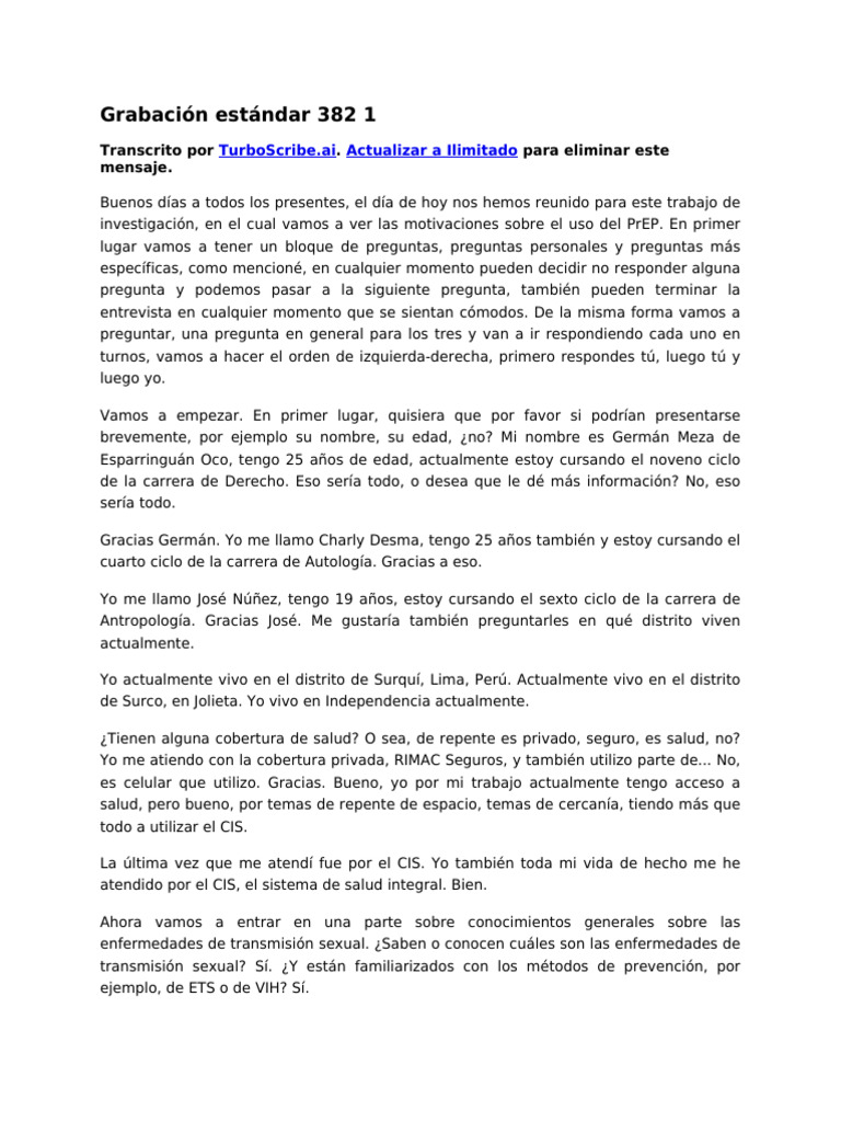 Grabación estándar 382 1 | PDF | Condón | Infección transmitida sexualmente