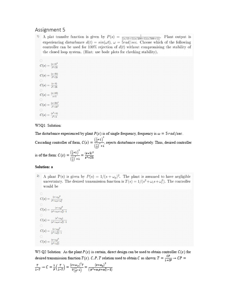 Week5 Assignment5 Solutions | PDF