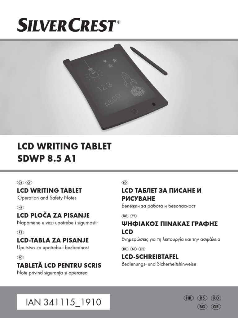 LCD Writing Tablet User Manual | PDF | Rechargeable Battery | Waste
