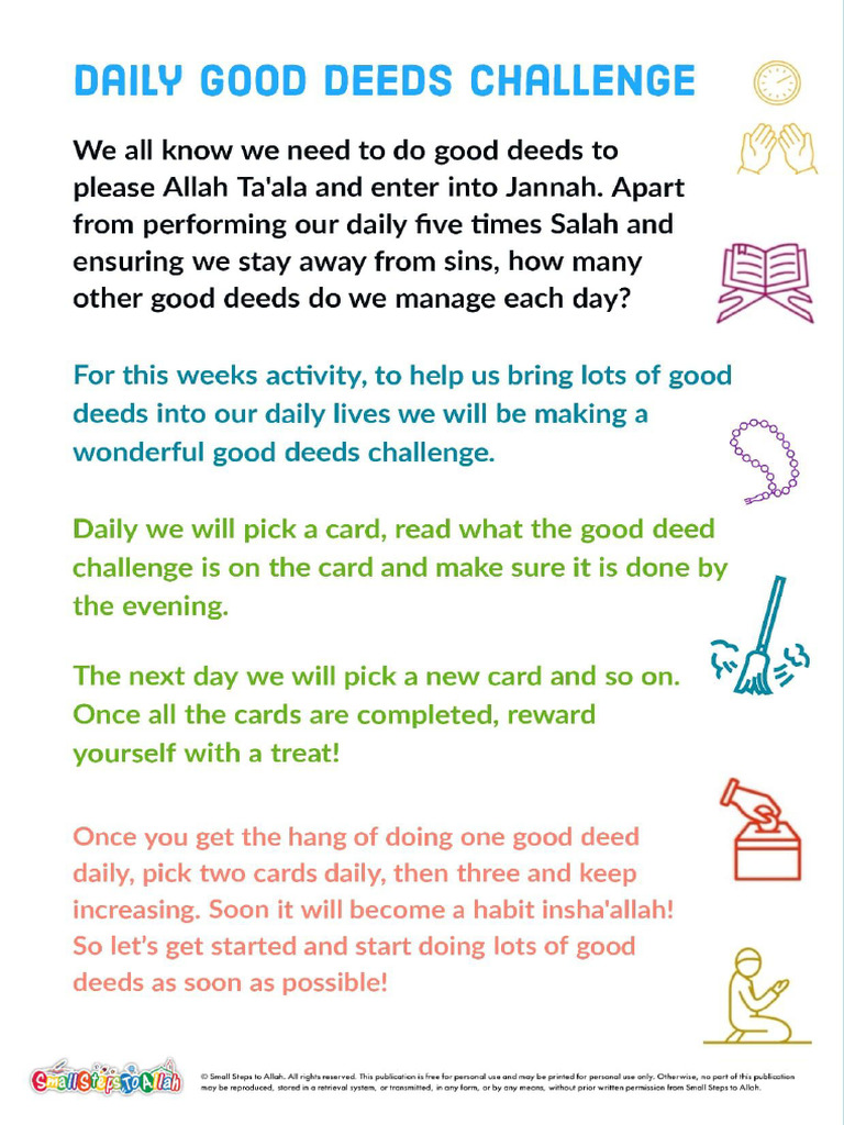 Good Deeds Challenge Activity Smallsteps | PDF